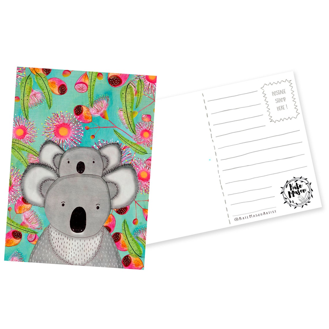Koala POSTCARD Australian Fauna Australian Animal Koala Mother Baby ...