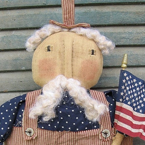 Uncle Sam EPATTERN Primitive Country Americana Cloth Doll - Etsy