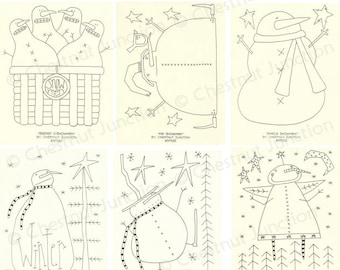 Autumn 1 Embroidery Bundle...9 Primitive Stitchery Epattern Designs ...