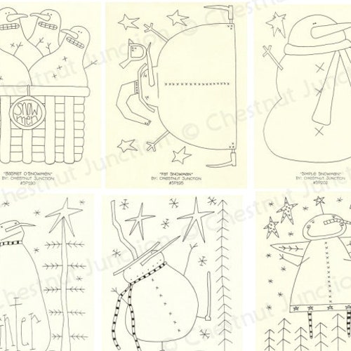 Snowman 1 Embroidery Bundle...9 Primitive Stitchery Epattern - Etsy