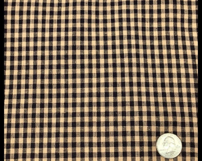 BLACK HOMESPUN Fabric...1/2 Yd...100% Cotton...44" Wide...black & Tan ...