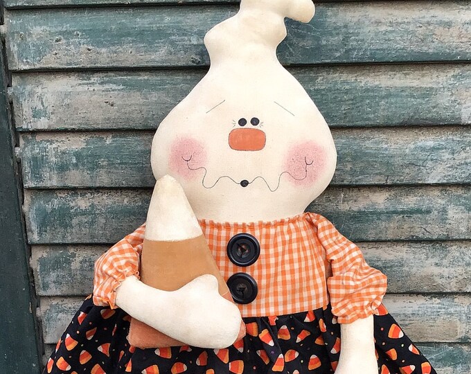 Candy Boo Ghost Epattern...primitive Halloween Cloth Doll With - Etsy
