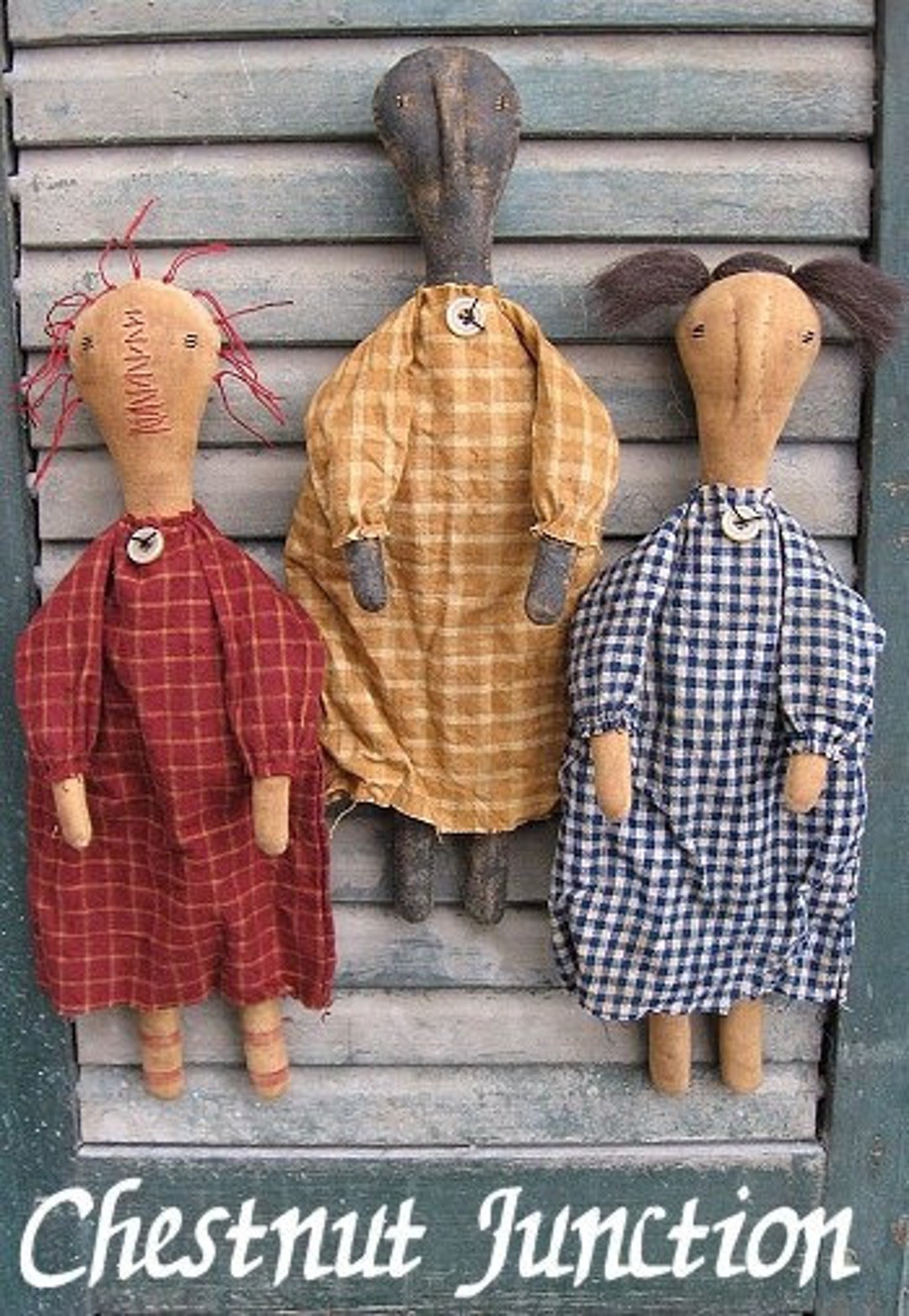 Prim Sisters Epattern-primitive Raggedy Annie Cloth Doll Country Craft ...