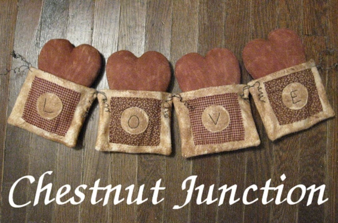 Love Swag Epattern-primitive Country Valentine Heart Cloth Craft ...