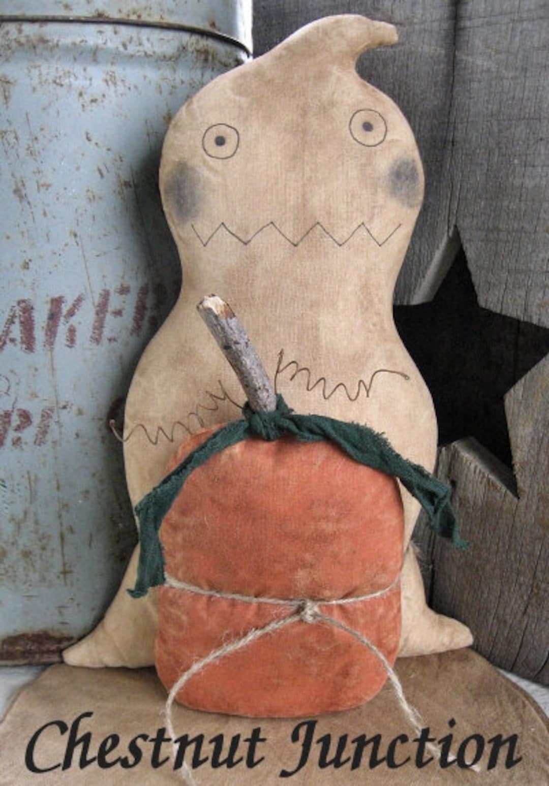Pumpkin Ghost Epattern...primitive Country Halloween Cloth Doll Craft ...