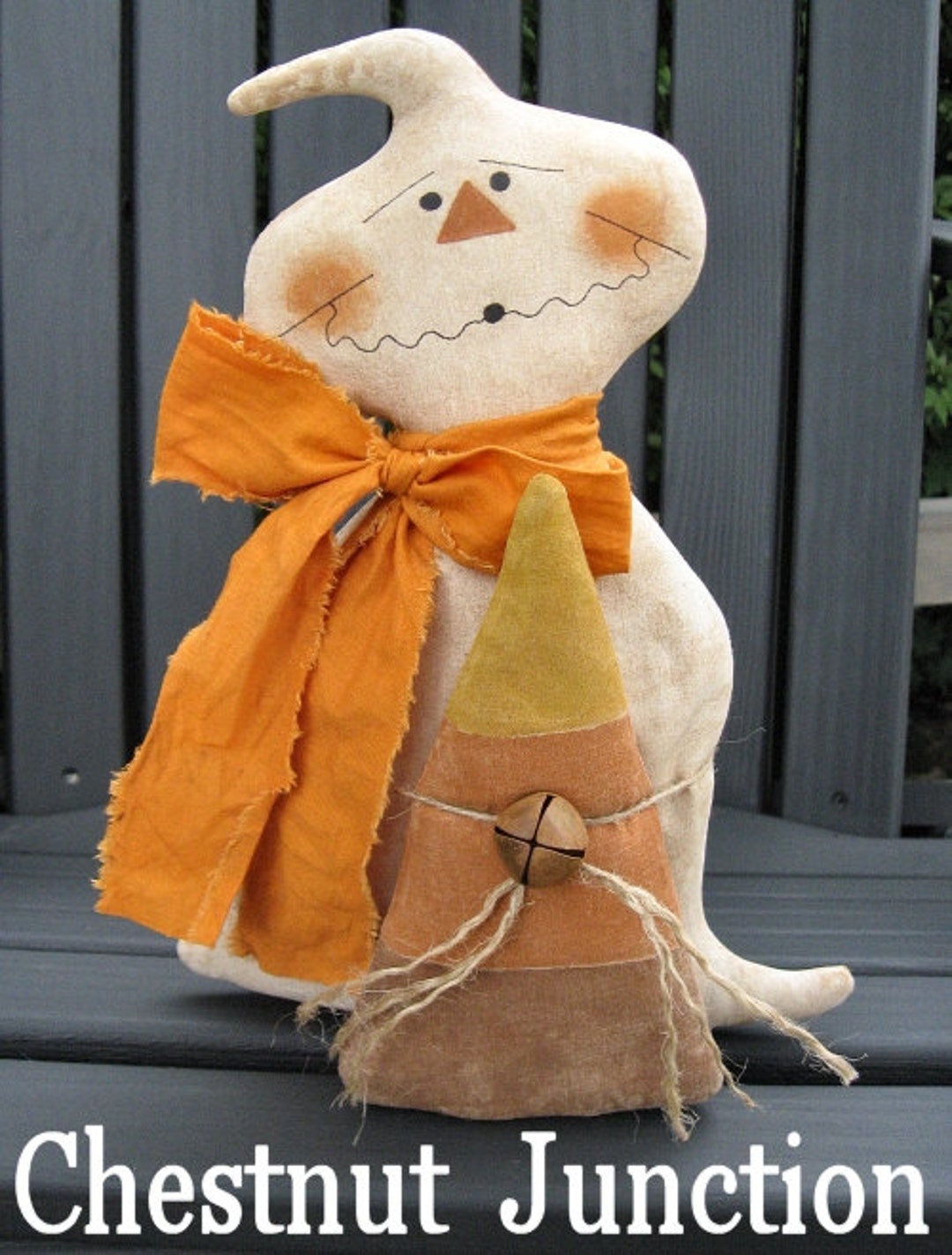 Candy Corn Ghost Epattern...primitive Halloween Ghost Cloth Doll ...