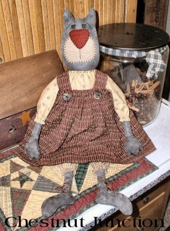 Lucille Cat Epattern...primitive Country Cloth Doll Craft - Etsy