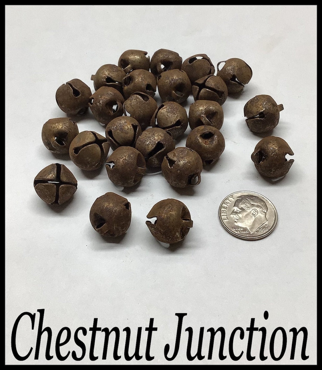 RUSTY JINGLE Bells...package of 25...1/2"...primitive Craft Supplies ...