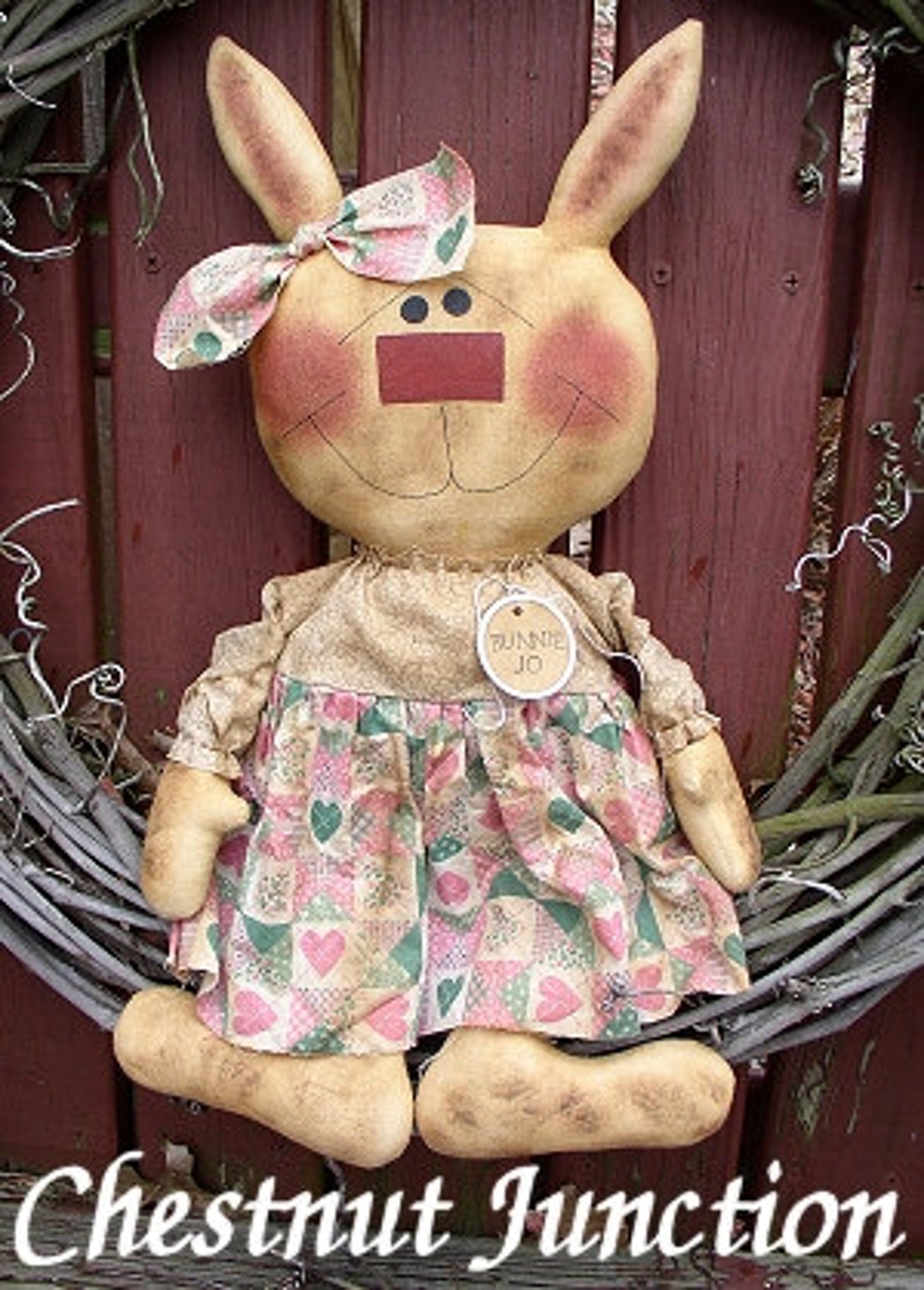 Bunny Jo Epattern...primitive Country Spring Easter Rabbit Cloth Doll ...