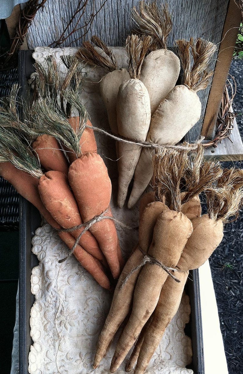 Prim Carrots Epattern...country Primitive Easter Spring Fake Food ...