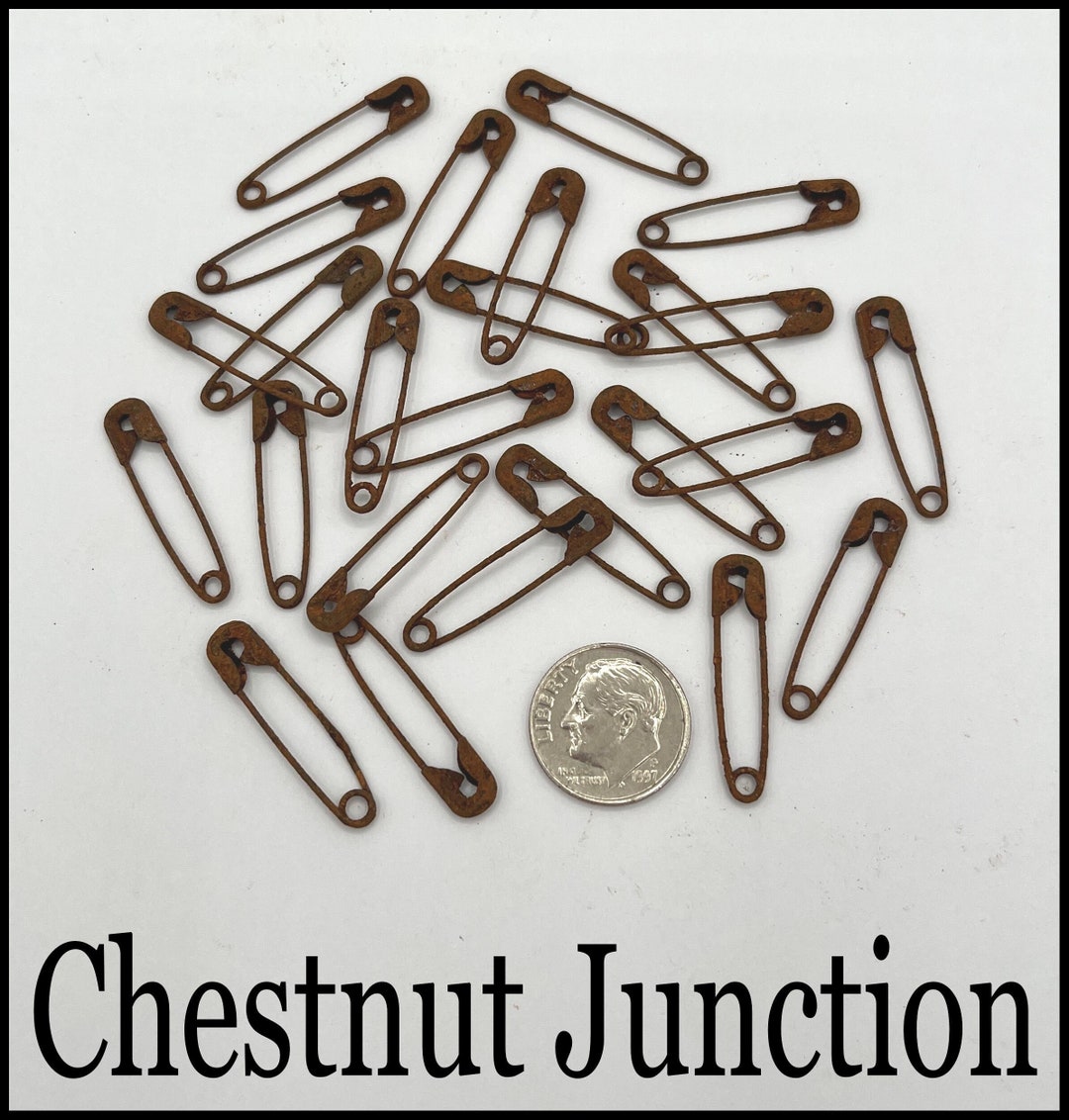 RUSTY SAFETY Pins...1"...package of 25...primitive Craft Supplies ...