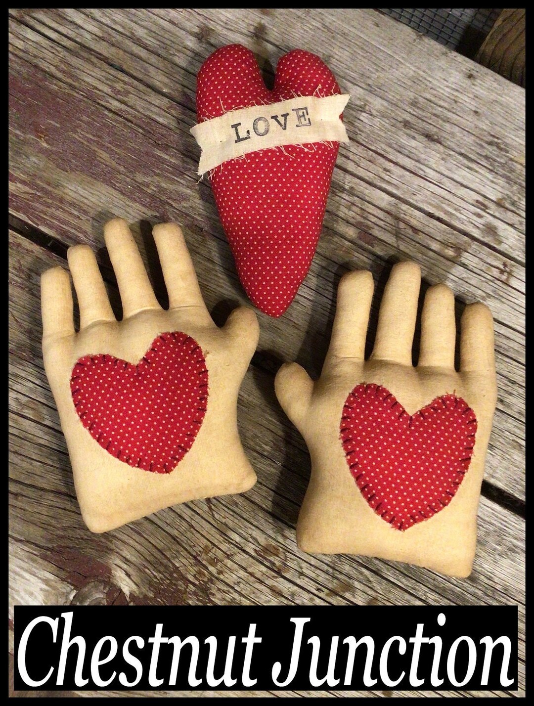 Heart Hands Epattern...primitive Valentine Heart in Hand...heart ...