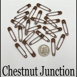 RUSTY SAFETY Pins...1"...package of 25...primitive Craft Supplies ...