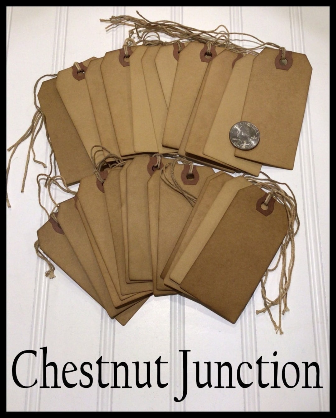 PRIMITIVE HANG Tags...set of 25 Large...coffee Stained Tags Ready to ...