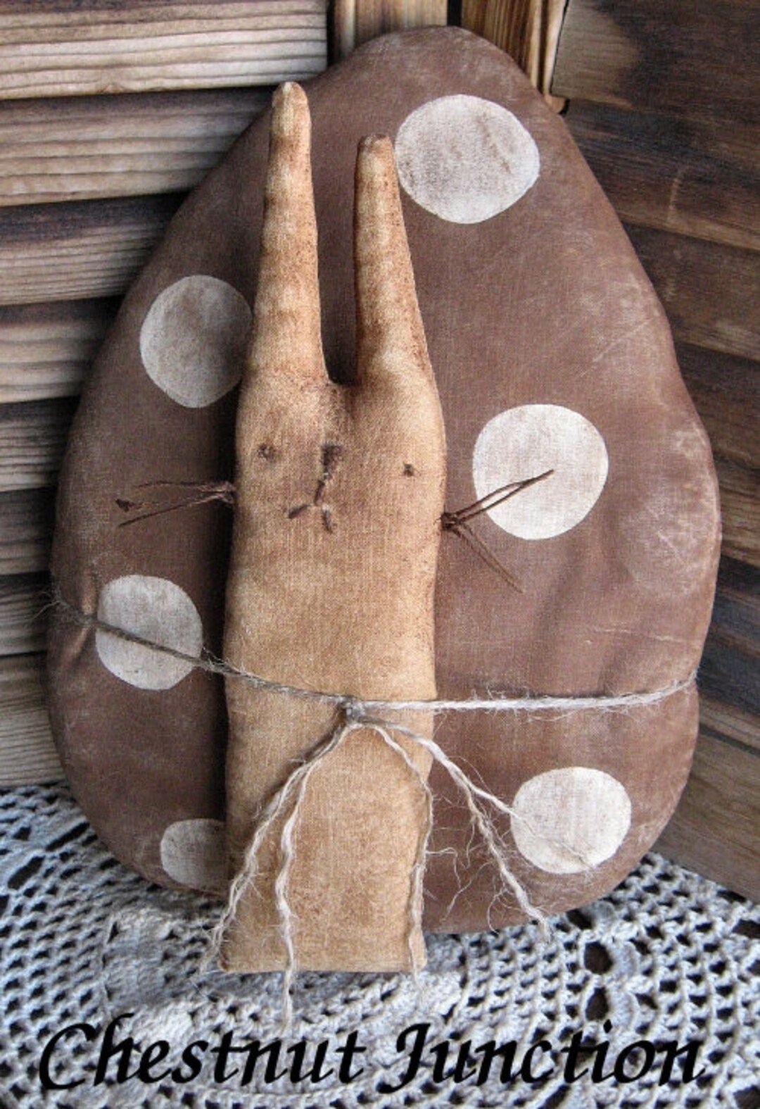 Brown Egg Bunny Epattern...primitive Country Craft Cloth Doll Easter ...