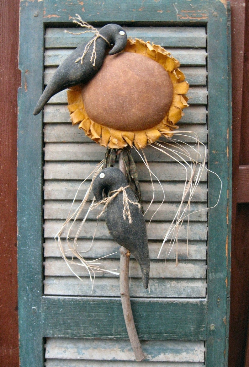 Crow Flower EPATTERN Primitive Country Sunflower Cloth Craft - Etsy