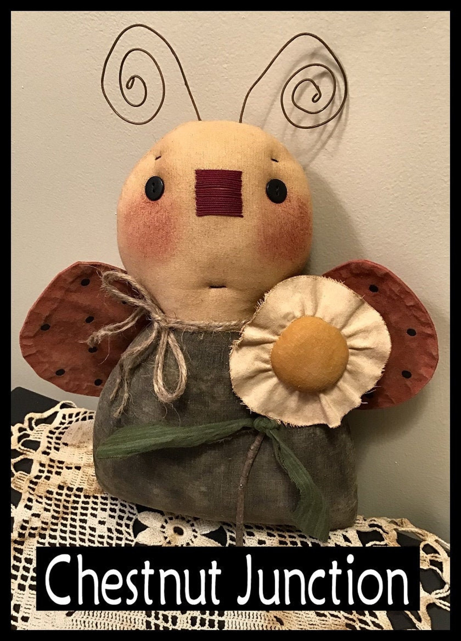 Lulu Ladybug Epattern...primitive Country Bug Spring Summer - Etsy