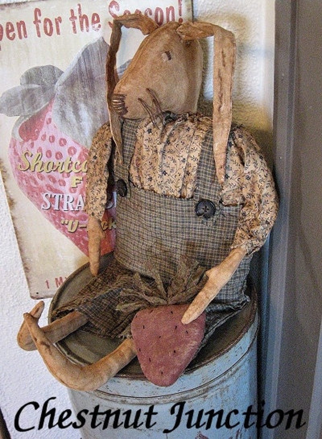 Mr Berry Bunny Epattern...primitive Easter Rabbit Cloth Doll Craft ...