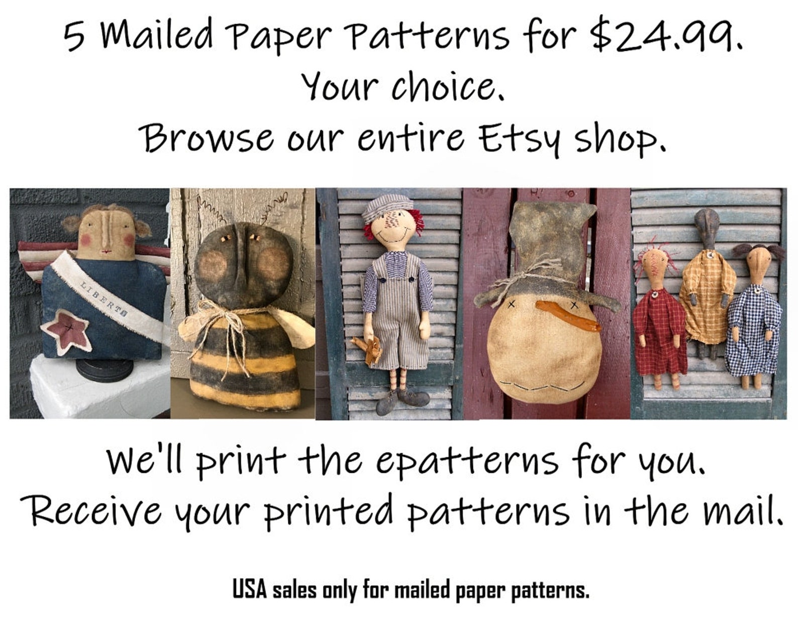 5 Mailed Paper Patterns...you Choose...receive in the US | Etsy