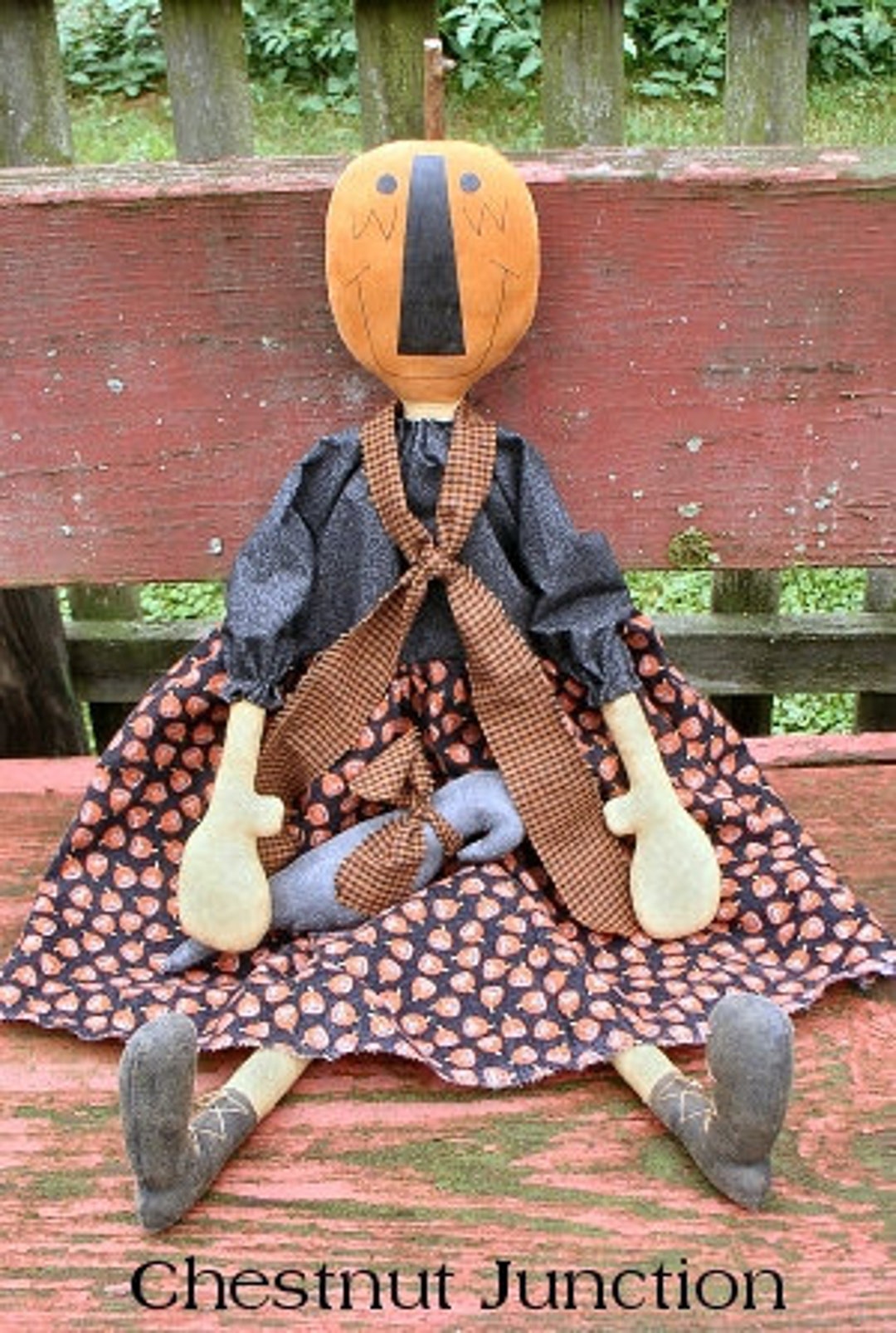 Ms Squash EPATTERN primitive Halloween Pumpkin Head Crow Cloth Doll ...