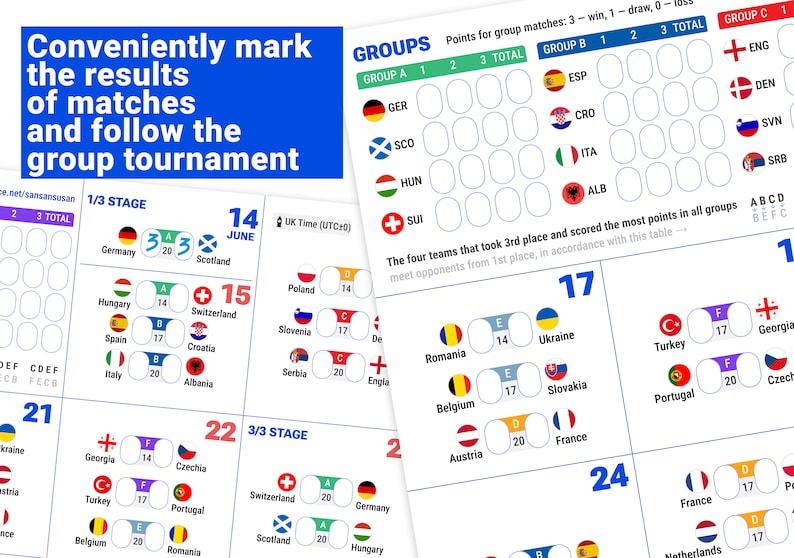 Useful Euro 2024 Wall Chart Schedule, Poster, Calendar, Poster A4-A0 ...