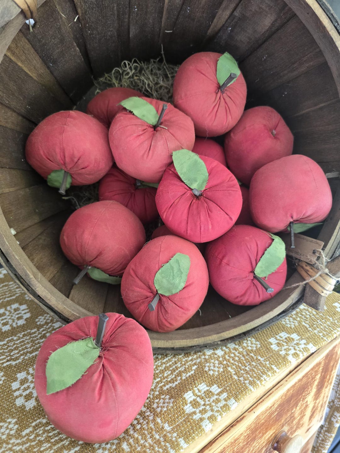 Primitive Apples Set of 3, Rustic Apples, Cloth Apples, Fall Decor ...