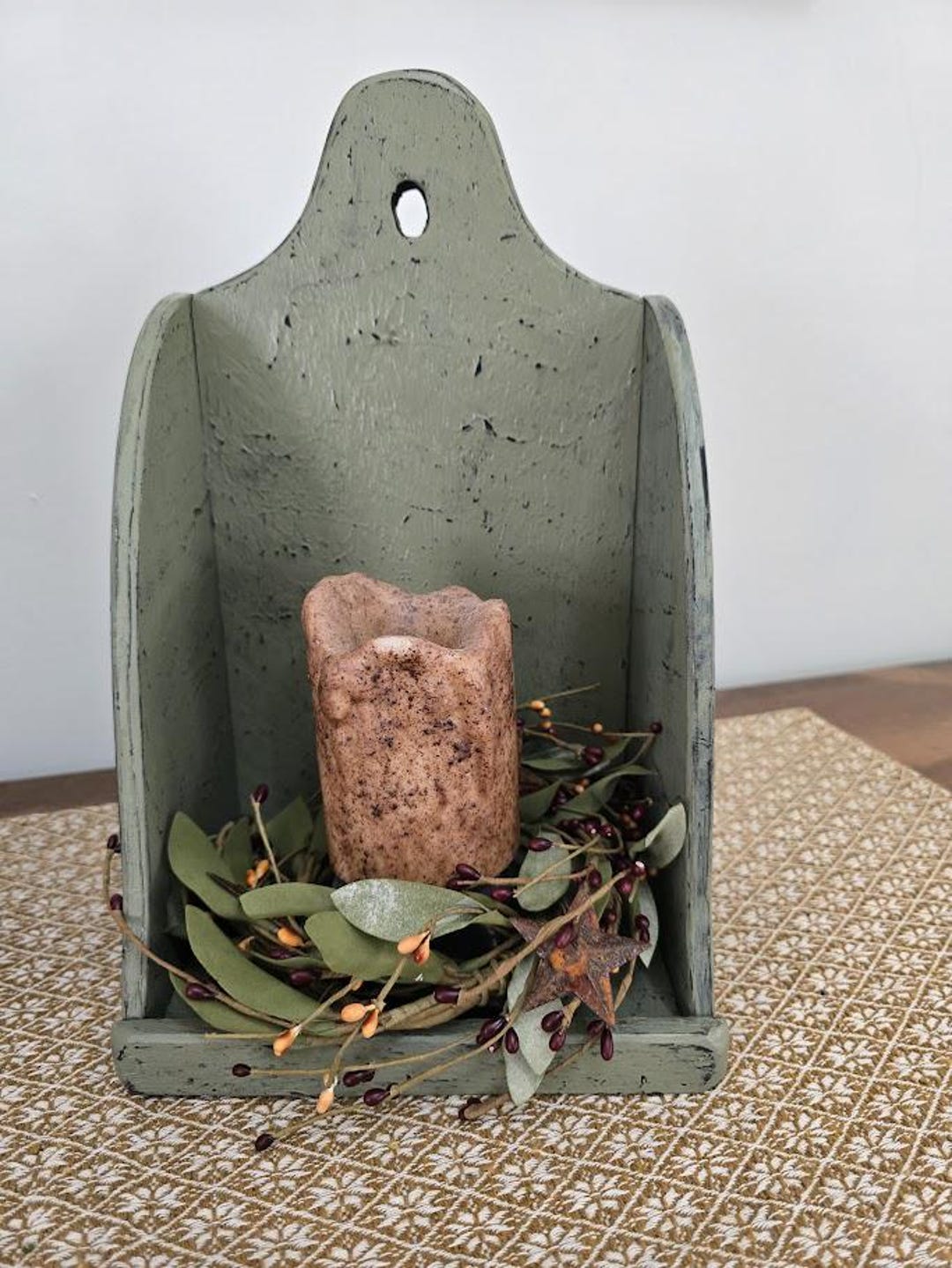 Distressed Candle Box Shelf: Primitive Rustic Wall Decor - Etsy