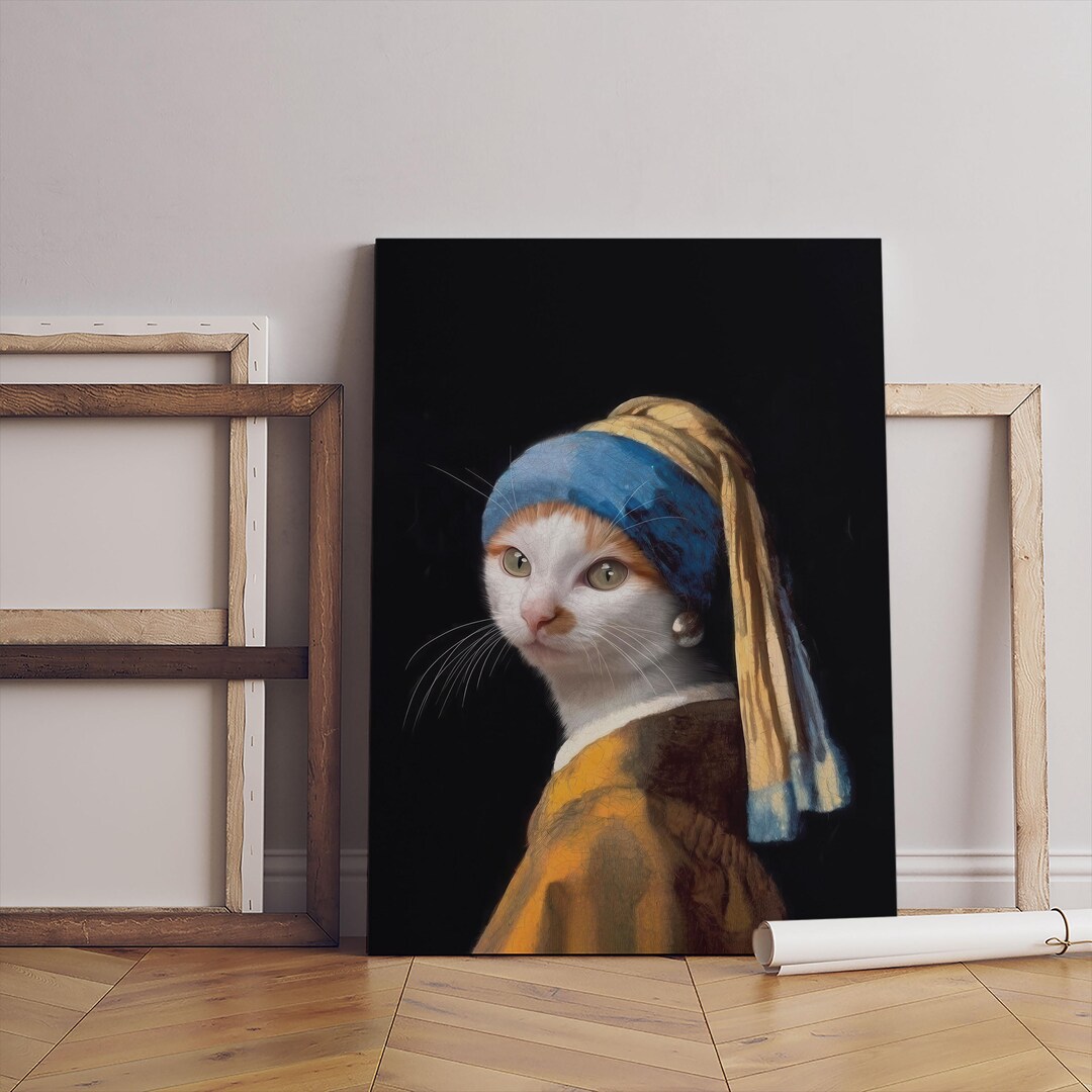 Vermeer Cat Portation Poster, Artwork Wall Art, Canvas Print,poster ...