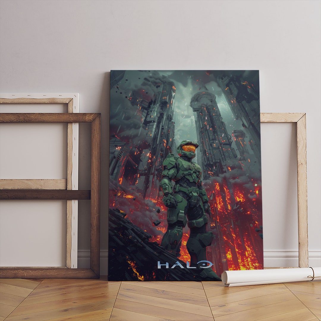 Halo Game Poster, Game Wall Art, Canvas Print, Gamer Gift, Halo Canvas ...