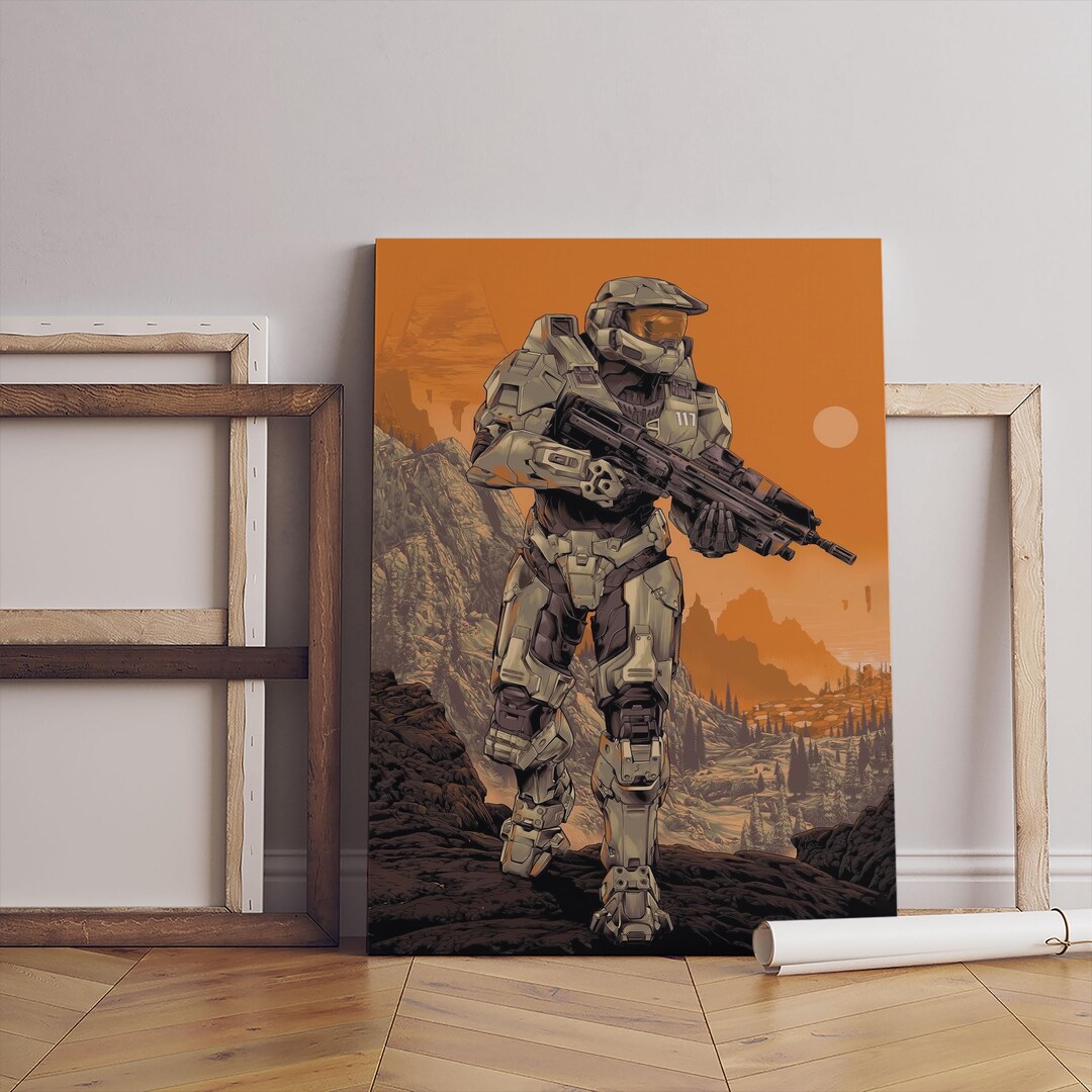 Halo Game Poster, Game Wall Art, Canvas Print, Gamer Gift, Halo Game ...