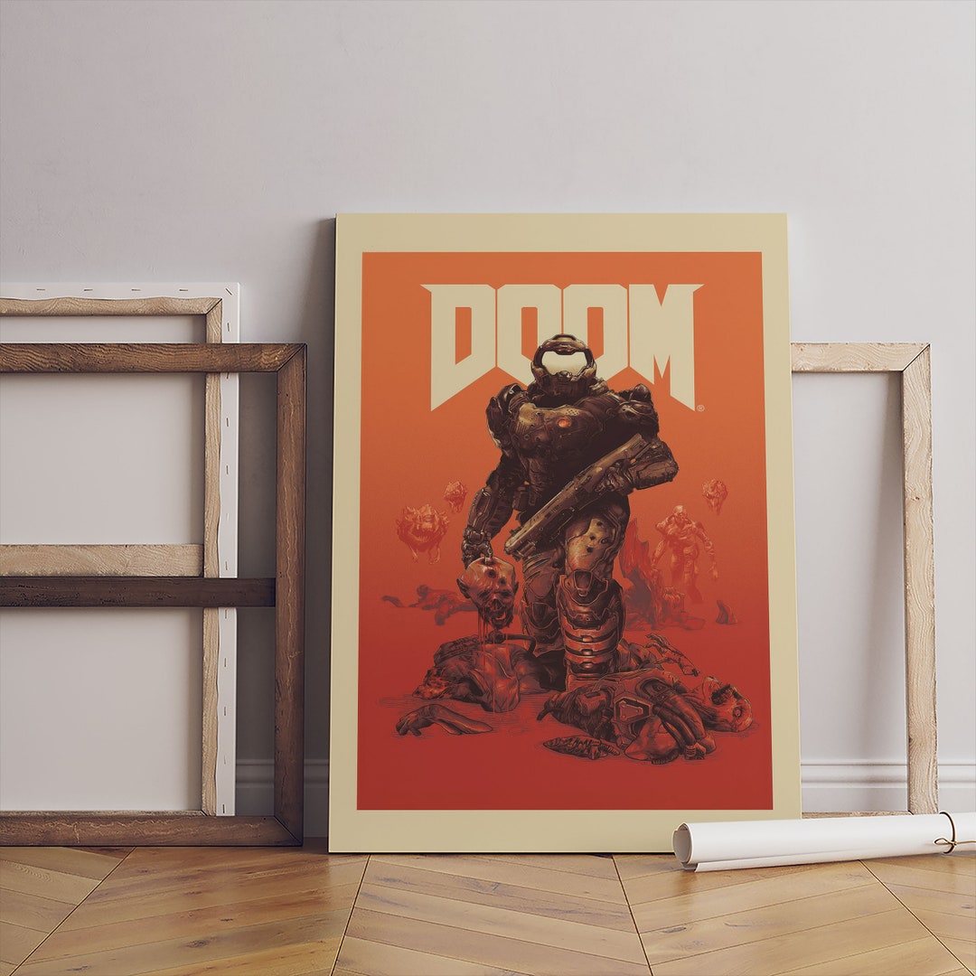 Doom Game Poster, Game Wall Art, Canvas Print, Gamer Gift, Doom Game ...