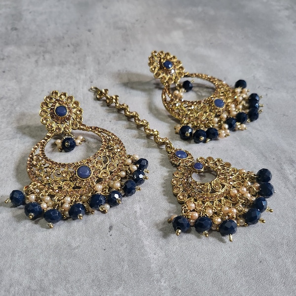 Gold Blue Indian Jewelry - Etsy