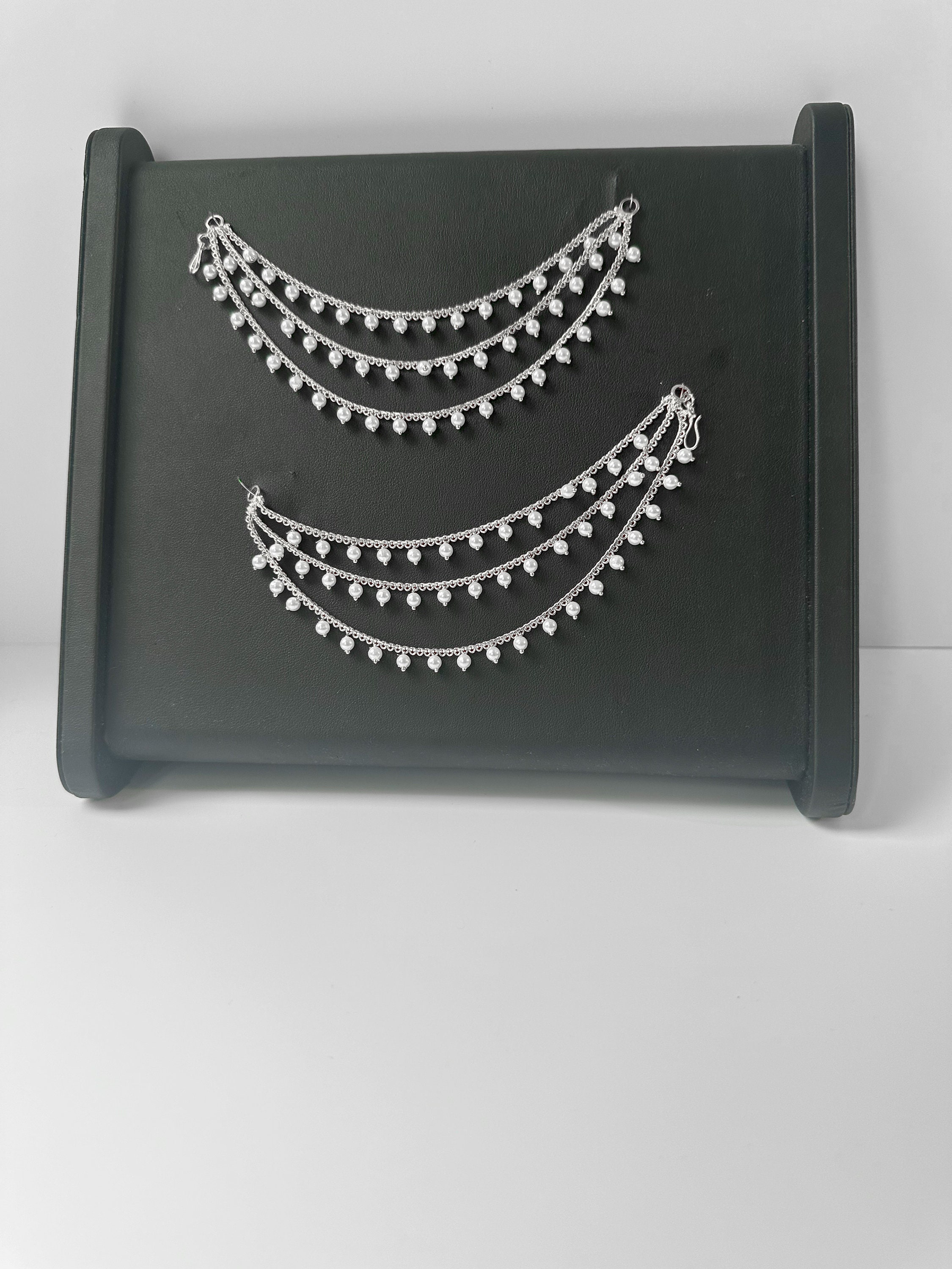 Silver Saharay Earring Chains – Indian Jhumka Jewelry - Etsy