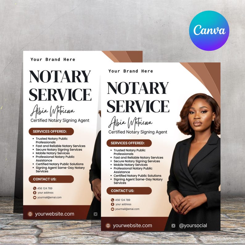 Editable Notary Service Flyer Template, Canva DIY (digital Download) - Etsy