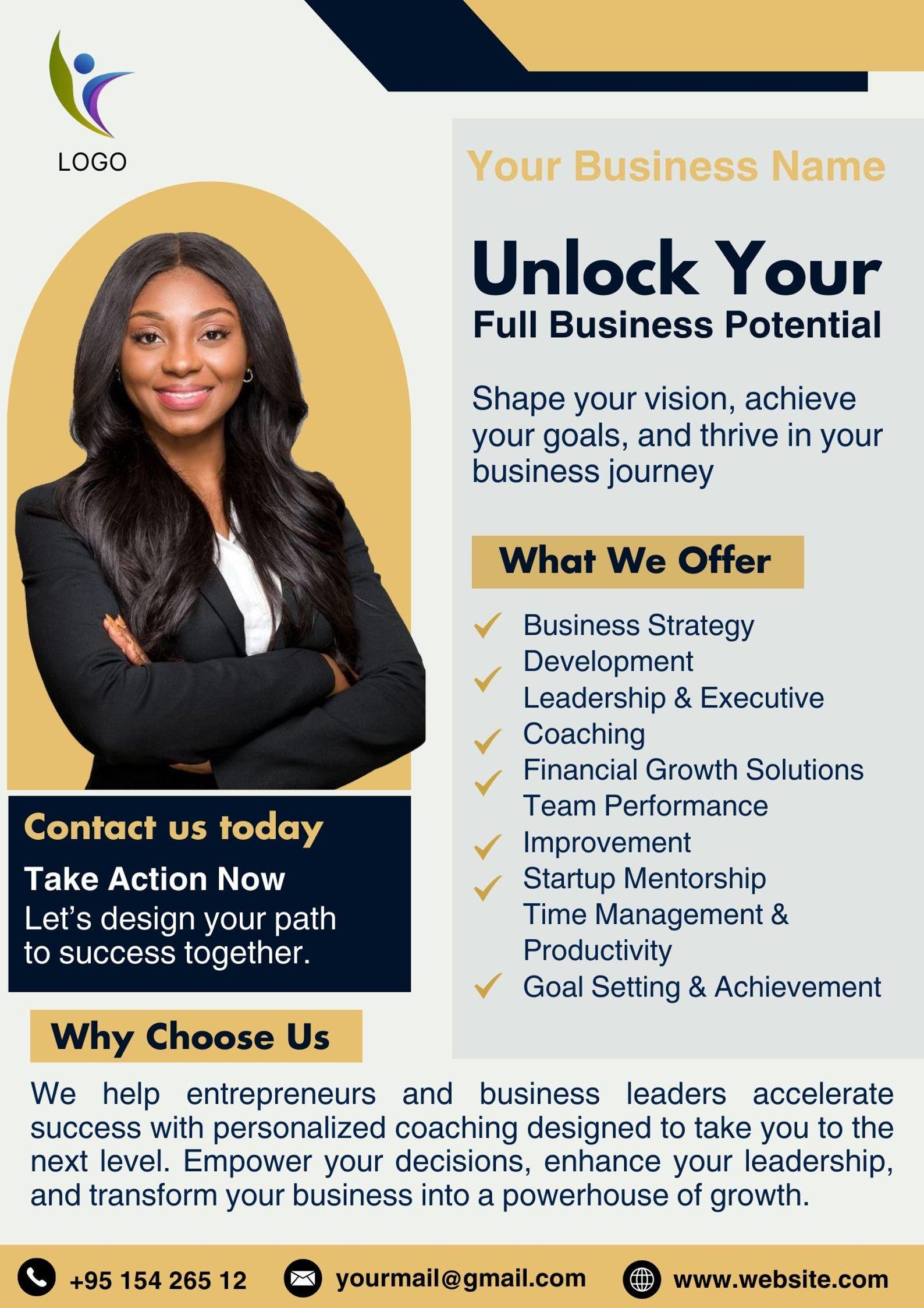 Business Coaching Flyer Template Editable Marketing Design for ...