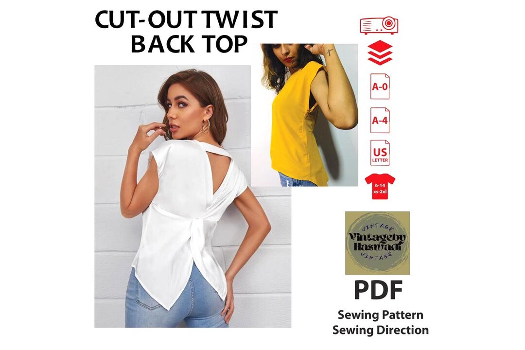 Sewing Pattern PDF Cut Out Twist Back Top | Summer Outfit | Beginners ...