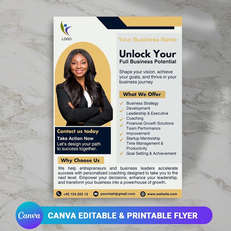 Business Coaching Flyer Template Editable Marketing Design for ...