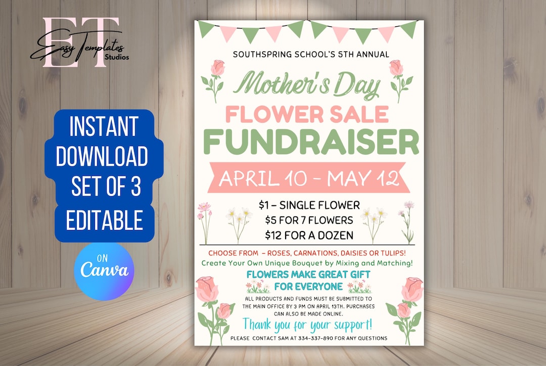 DOWNLOAD Mother's Day Flower Fundraiser Flyer, Community School Sales ...