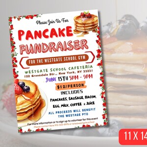Pancake Fundraiser Flyer: Editable Digital Invitation (CANVA) - Etsy