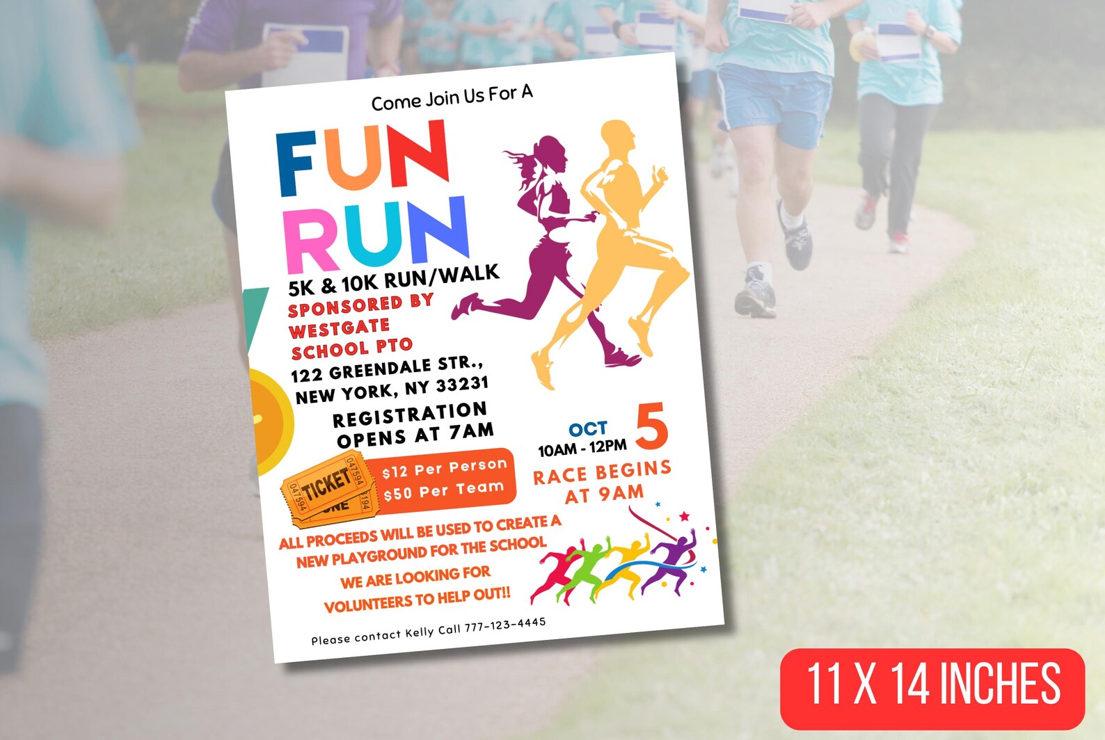 DOWNLOAD and EDIT Fun Run Flyer, Fundraiser Invitation Outdoor 5k 10k ...