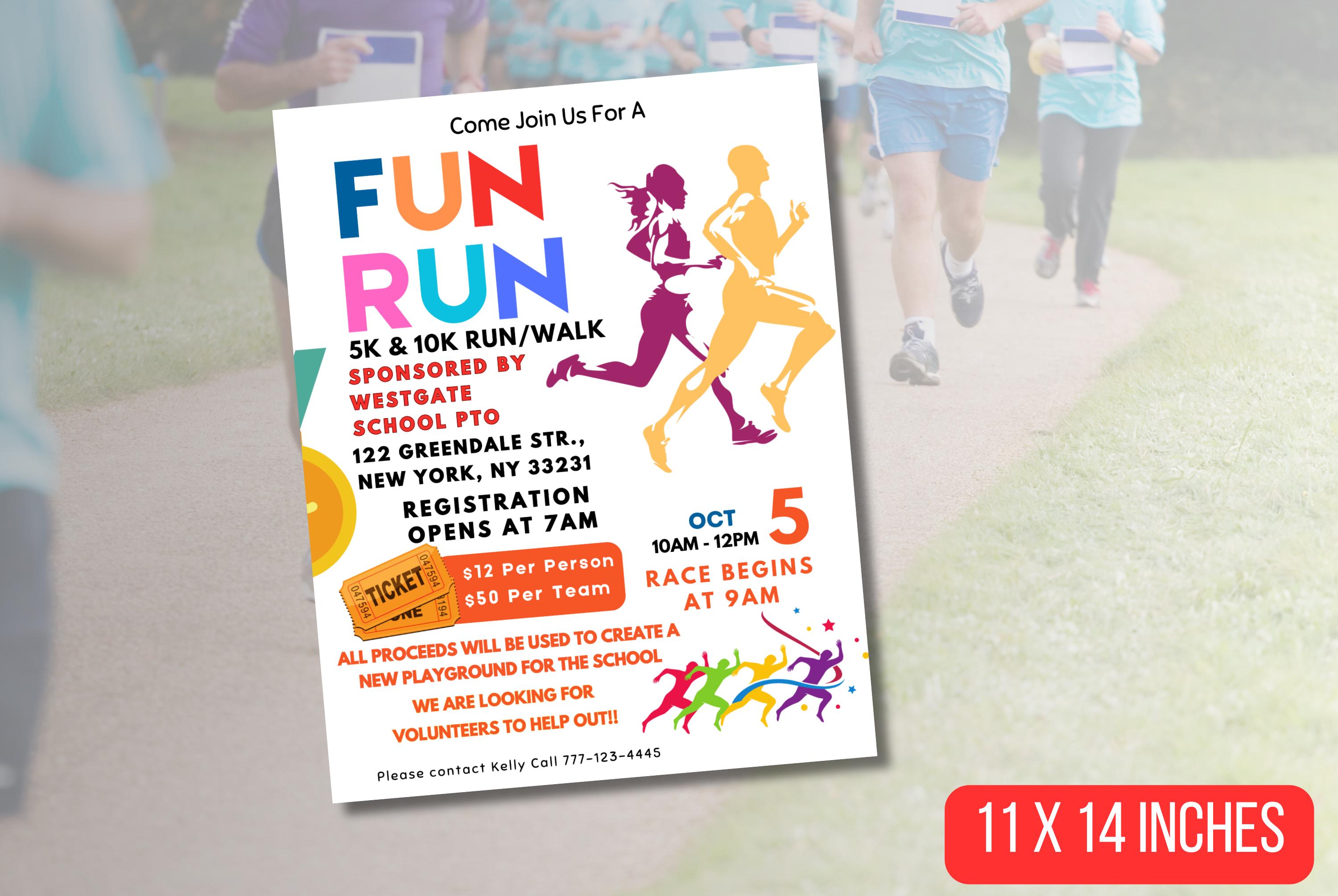 Fun Run Flyer: 5k 10k Race Invitation (CANVA Digital Download) - Etsy