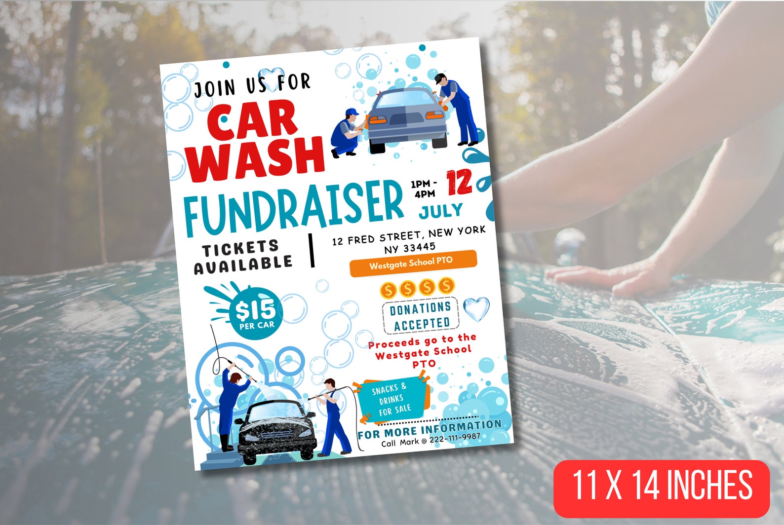 Car Wash Fundraiser Flyer Template: Custom Digital Invitation (CANVA ...