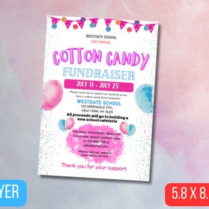 DOWNLOAD and EDIT Cotton Candy Fundraiser Flyer Template, School Cotton ...