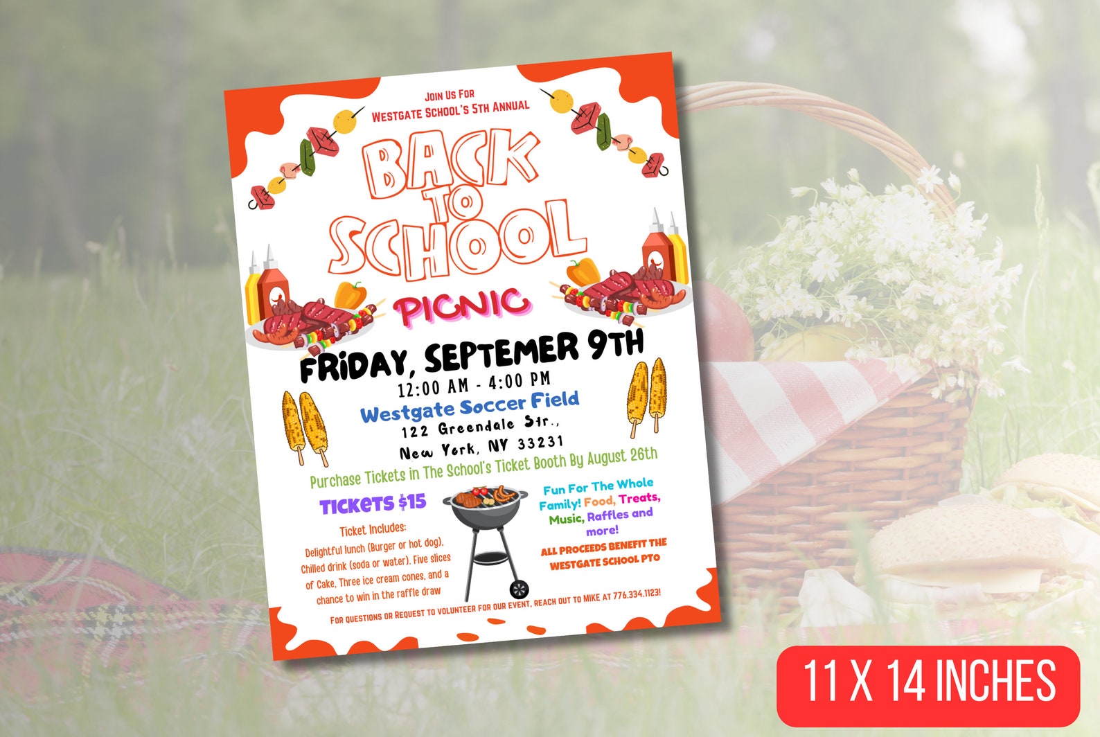 DOWNLOAD and EDIT School Picnic Invite, Back to School Picnic Party ...