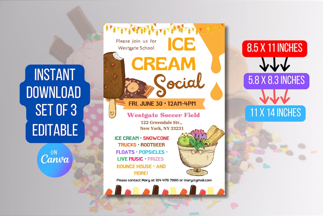 DOWNLOAD Ice Cream Social Flyer, Summer Ice Cream Social Party ...