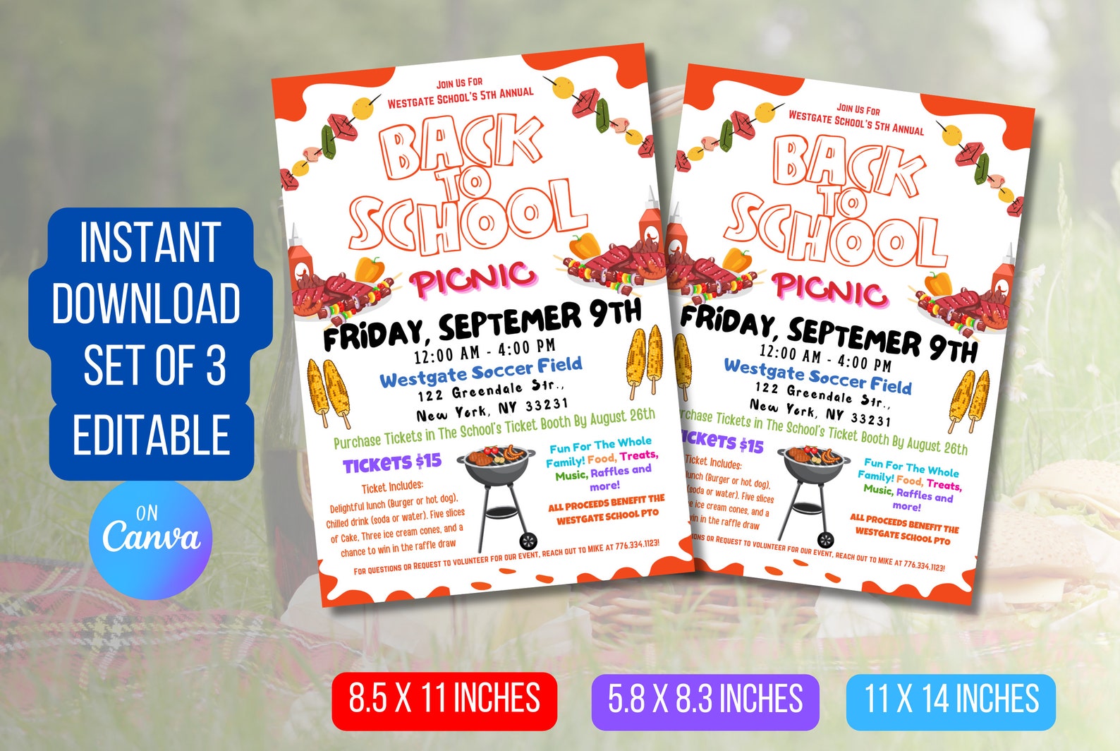 DOWNLOAD and EDIT School Picnic Invite, Back to School Picnic Party ...