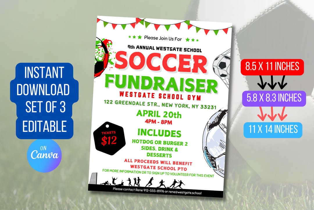 DOWNLOAD and EDIT Soccer Fundraiser Flyer, School Benefit Fundraiser ...