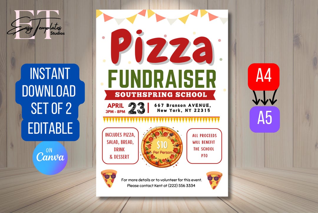 DOWNLOAD and EDIT Pizza Fundraiser Flyer, School Pizza Fundraiser ...