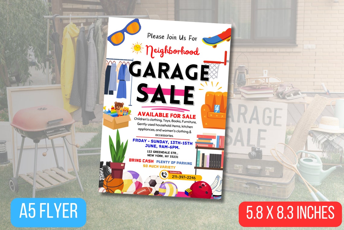 DOWNLOAD Garage Sale Flyer Template, Neighborhood Garage Sale Sign ...