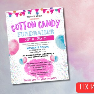 DOWNLOAD and EDIT Cotton Candy Fundraiser Flyer Template, School Cotton ...